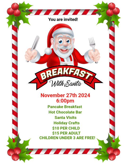 White Maximalist Breakfast With Santa Flyer (us Letter) Template ...