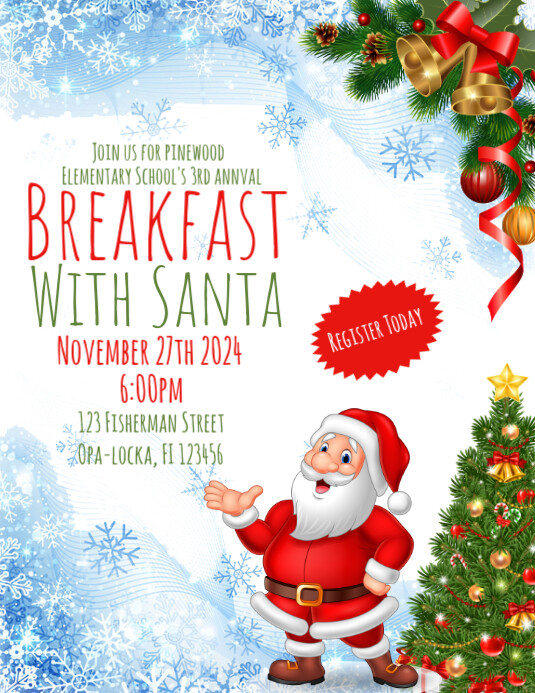 White Maximalist Breakfast With Santa Flyer (us Letter) Template ...