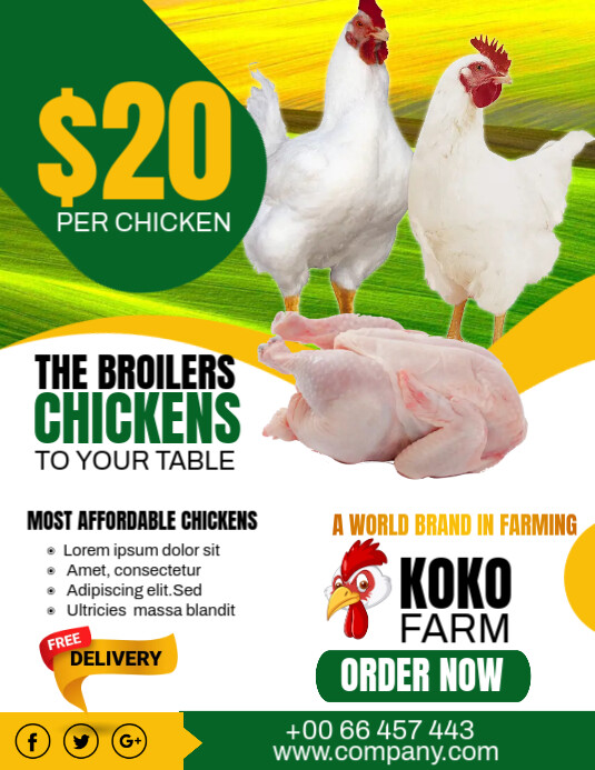 White Maximalist Broiler Chicken Flyer (us Letter) Template | PosterMyWall