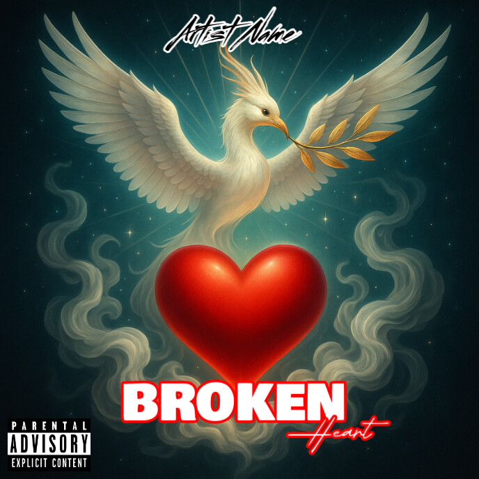 White Maximalist Broken Heart Album Cover Album Cover Template ...