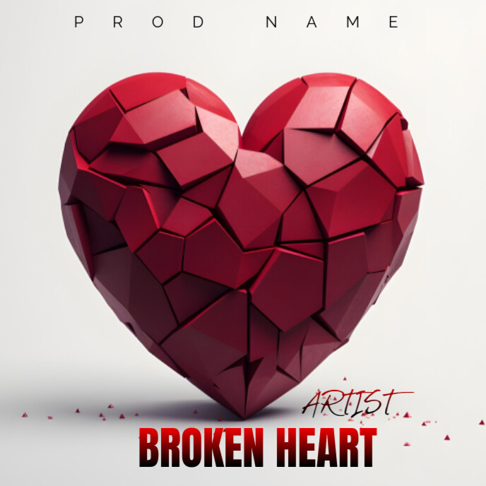 White Maximalist Broken Heart Album Cover เทมเพลต | PosterMyWall