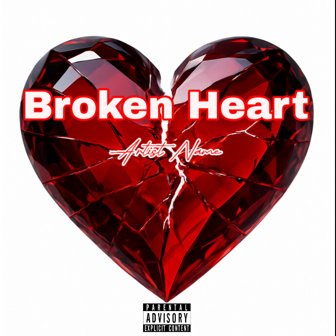 White Maximalist Broken Heart Album Cover Template | PosterMyWall