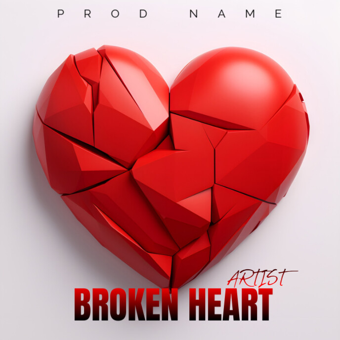White Maximalist Broken Heart Album Cover Template | PosterMyWall