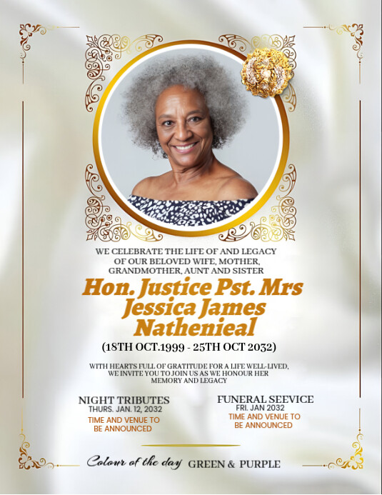 Copy of White Maximalist Burial Invitation Flyer (us Letter) | PosterMyWall