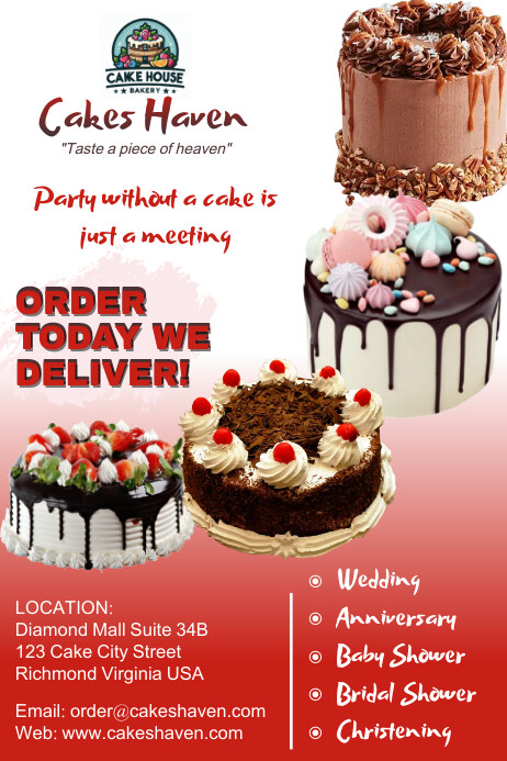 White Maximalist Cakes Bakers Pastries Busine Template | PosterMyWall