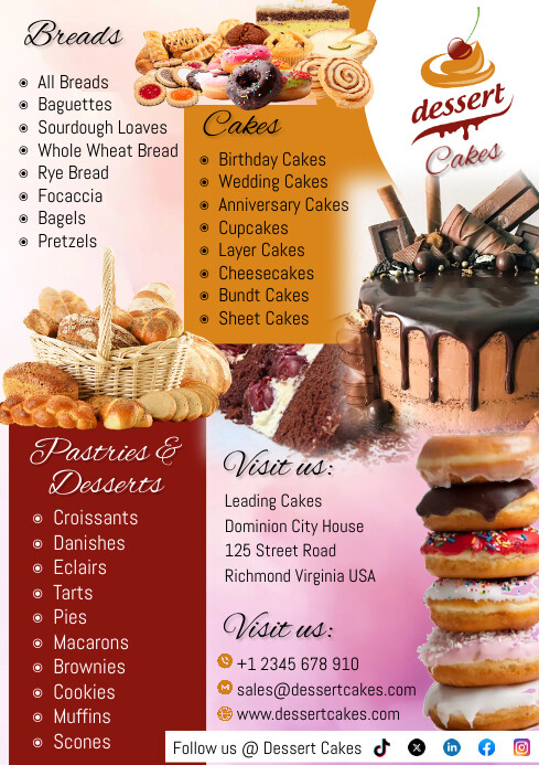 White Maximalist Cakes Bakers Pastries Busine Template | PosterMyWall