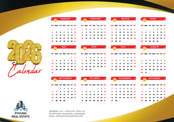 White Maximalist Calendar 2026 A4 Template | PosterMyWall