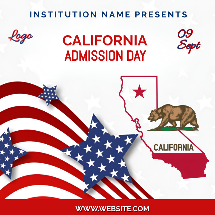 White Maximalist California Admission Day In Template | PosterMyWall