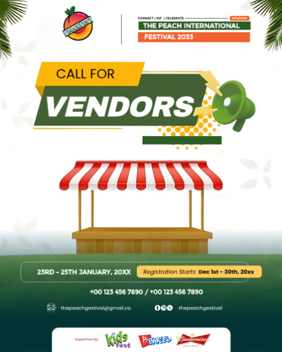 White Maximalist Call For Vendors Flyer Instagram Portrait Template ...