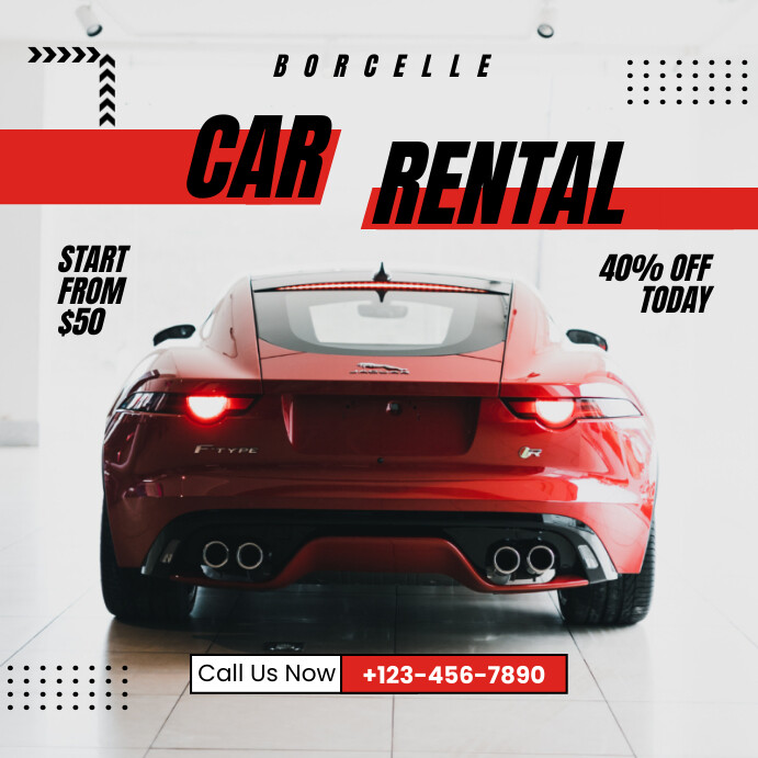 White Maximalist Car Rental Ins Instagram Pos Template | PosterMyWall
