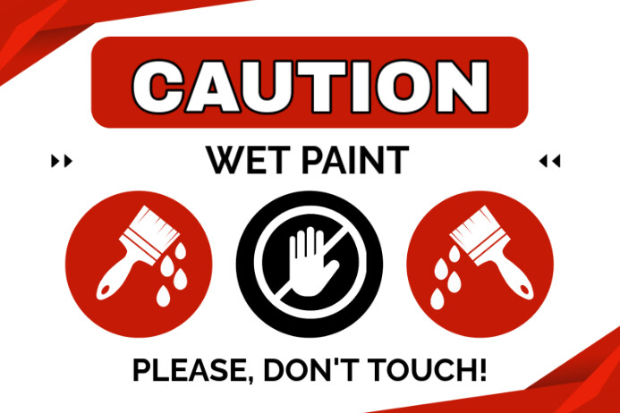 Copy of White Maximalist Caution Wet Paint Area Label | PosterMyWall
