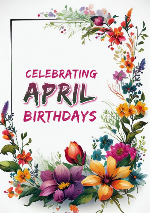 Copy of White Maximalist Celebrating April Birthdays A4 | PosterMyWall