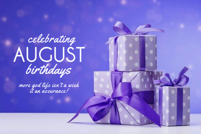 White Maximalist Celebrating August Birthdays Banner 4' × 6' Template ...