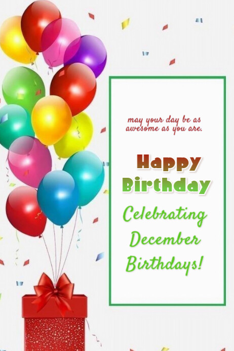 White Maximalist Celebrating December Birthdays Banner 4' × 6' Template ...