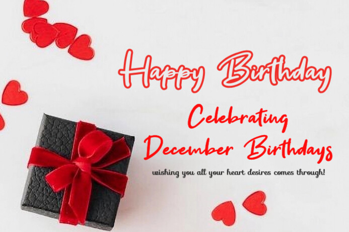 White Maximalist Celebrating December Birthdays Banner 4' × 6' Template ...