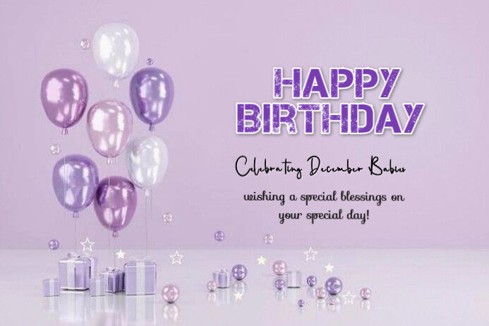White Maximalist Celebrating December Birthdays Banner 4' × 6' Template ...