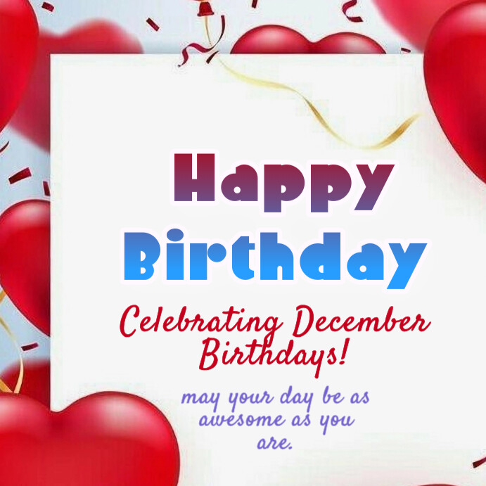 White Maximalist Celebrating December Birthdays Instagram Post Template ...