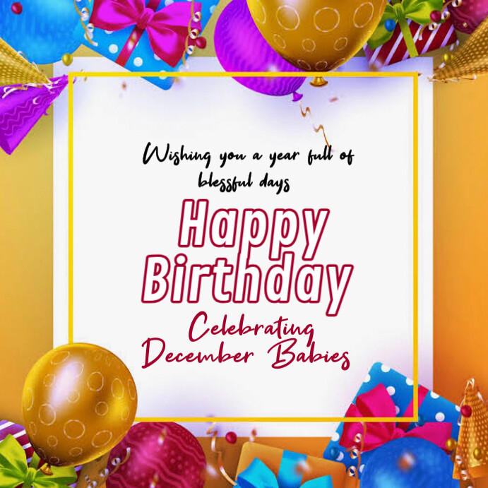 White Maximalist Celebrating December Birthdays Instagram Post Template ...