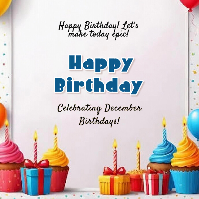 White Maximalist Celebrating December Birthdays Instagram Post Template ...