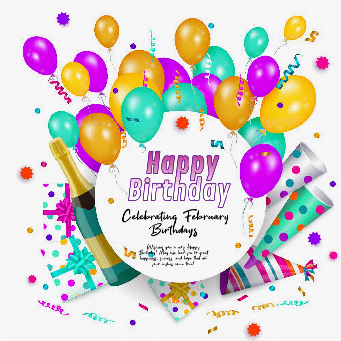 White Maximalist Celebrating February Birthdays Instagram Post Template ...