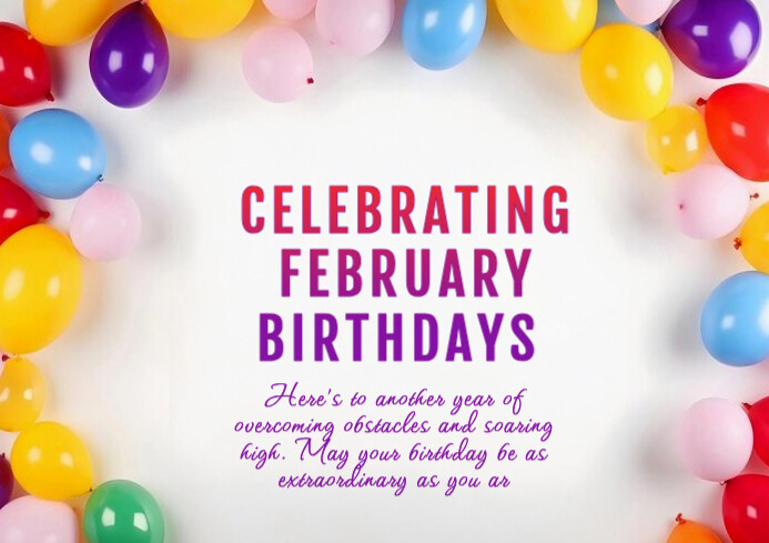 White Maximalist Celebrating February Birthdays A4 Template | PosterMyWall