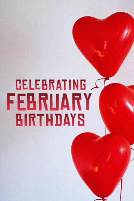 White Maximalist Celebrating February Birthdays Banner 4' × 6' Template ...