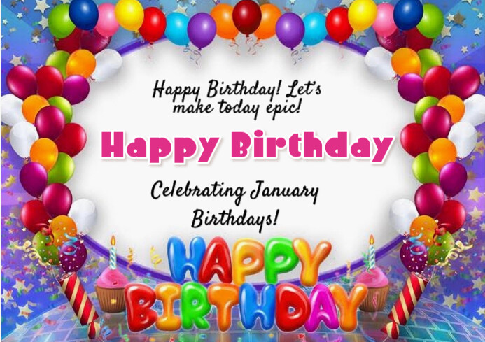 White Maximalist Celebrating January Birthdays A4 Template | PosterMyWall