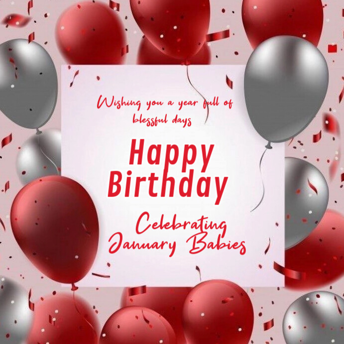 White Maximalist Celebrating January Birthdays Instagram Post Template ...