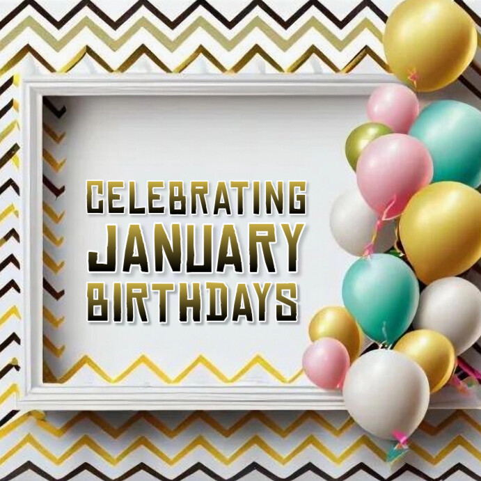 White Maximalist Celebrating January Birthdays Instagram Post Template ...