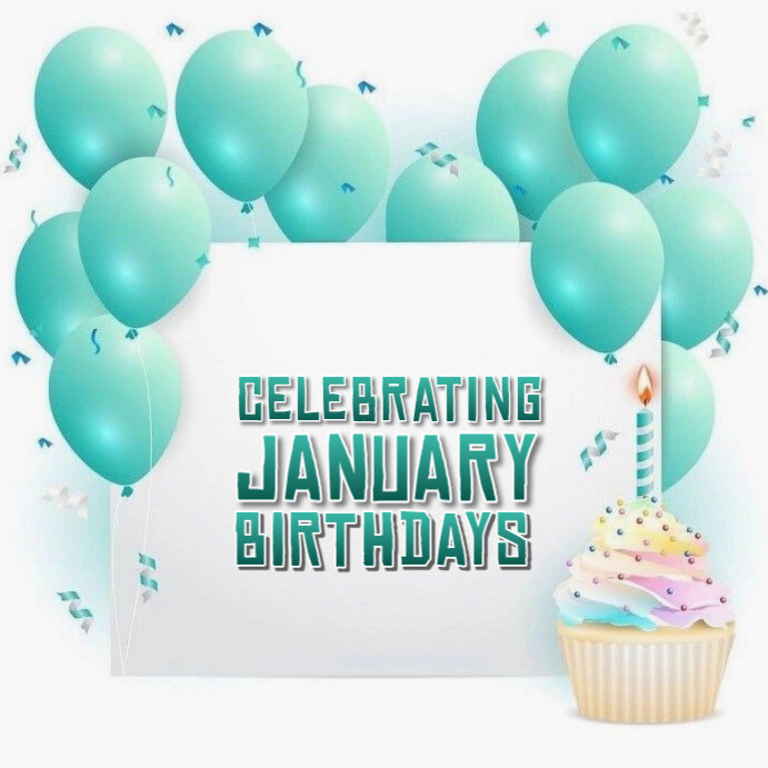 White Maximalist Celebrating January Birthdays Instagram Post Template ...