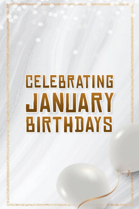 Plantilla de White Maximalist Celebrating January Birthdays Banner 4' × ...