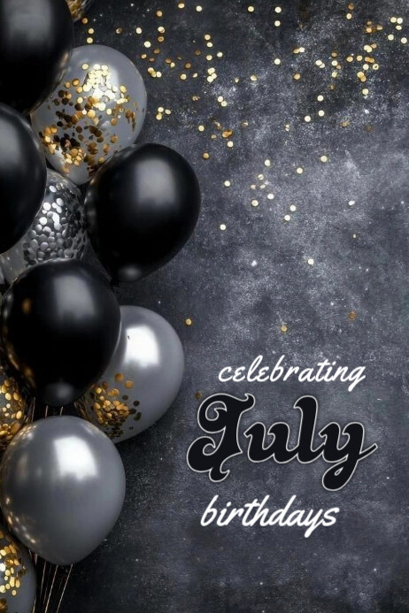 White Maximalist Celebrating July Birthdays Banner 4' × 6' Template ...