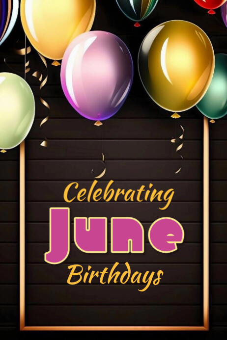 White Maximalist Celebrating June Birthdays Banner 4' × 6' Template ...