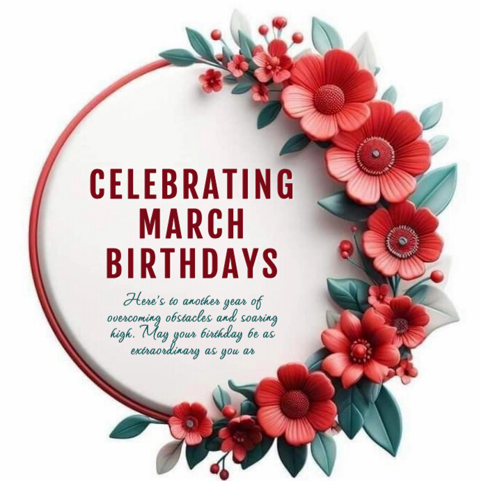 White Maximalist Celebrating March Birthdays Instagram Post Template ...