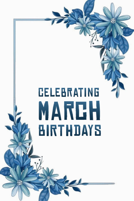 White Maximalist Celebrating March Birthdays Banner 4' × 6' Template ...