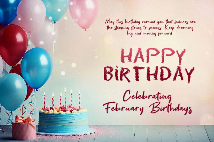 White Maximalist Celebration February Birthdays Banner 4' × 6' Template ...