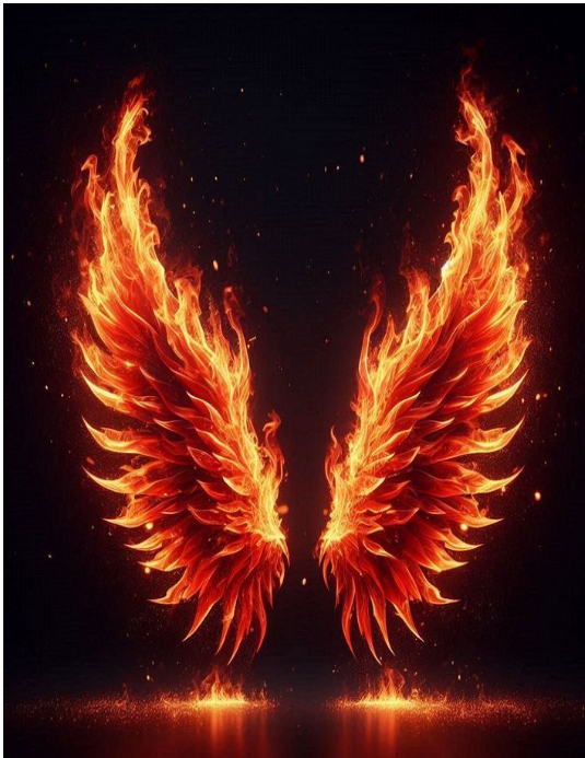 White Maximalist Celestial Fire Flame Wings Flyer (us Letter) Template ...