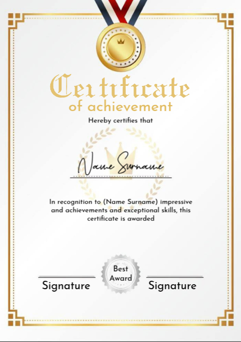 White Maximalist Certificate A4 Template | PosterMyWall