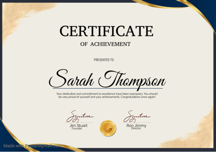 Copy of White Maximalist Certificate Of Achievement Gold Brown Blue A4 ...