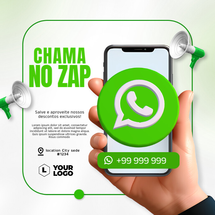 White Maximalist Chama No Whatsapp Informacao Contato Instagram Post Template | PosterMyWall