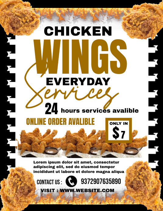 Copy of White Maximalist Chicken Wings Flyer, Chicken | PosterMyWall