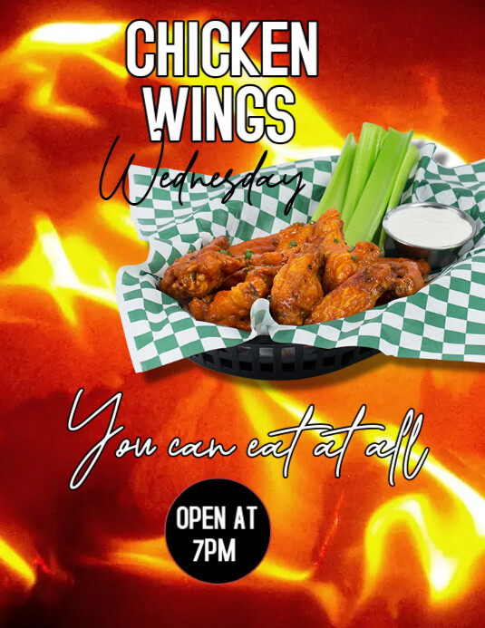 Copy of White Maximalist Chicken Wings Flyer (us Letter) | PosterMyWall