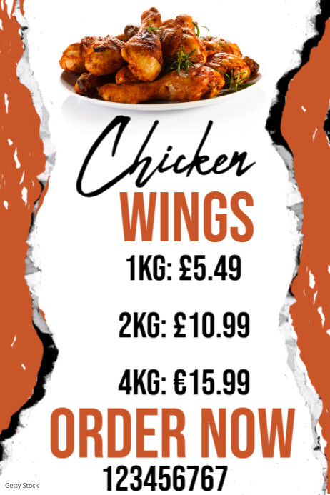 White Maximalist Chicken Wings Poster Template | PosterMyWall