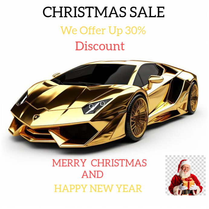 White Maximalist Christmas Car Sale Discount Instagram Post Template ...