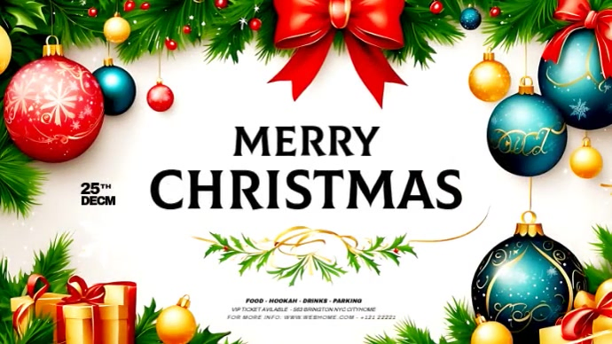 White Maximalist Christmas Card Design Digital Display (16:9) Template ...