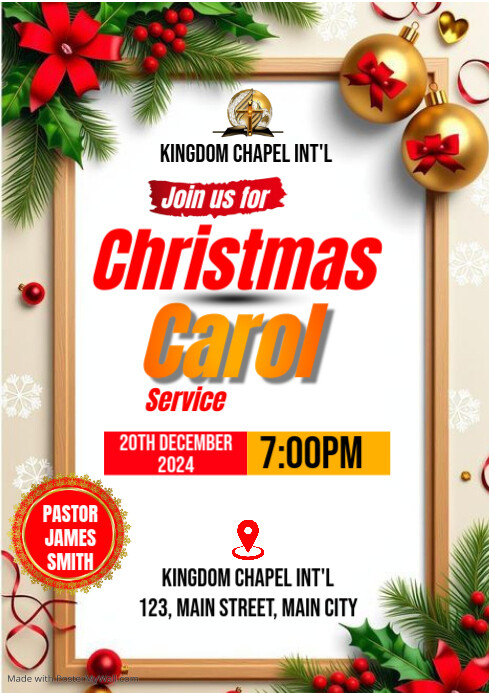 Copy of White Maximalist Christmas Carol A4 | PosterMyWall