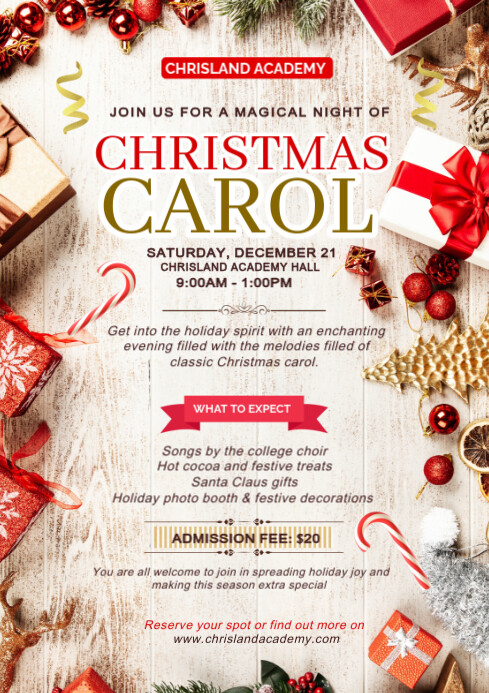 Copy of White Maximalist Christmas Carol A4 | PosterMyWall