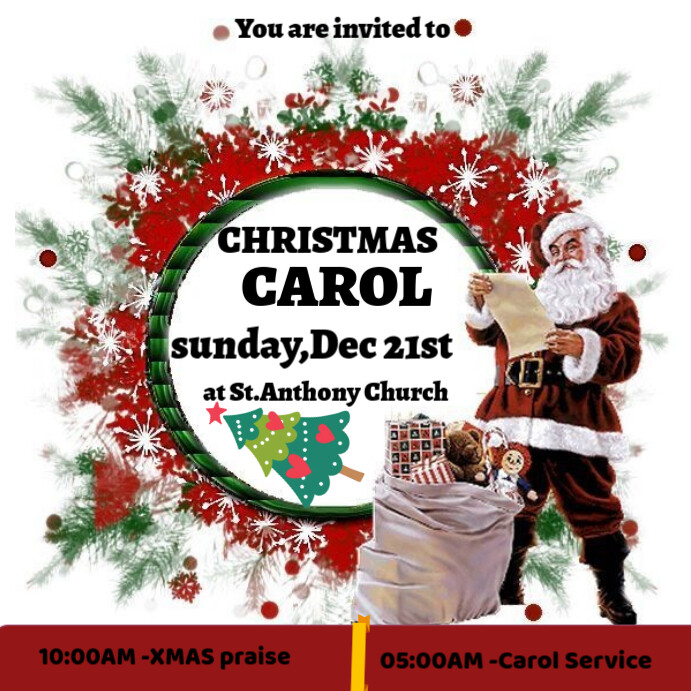 White Maximalist Christmas Carol Invitation Instagram Post Template ...