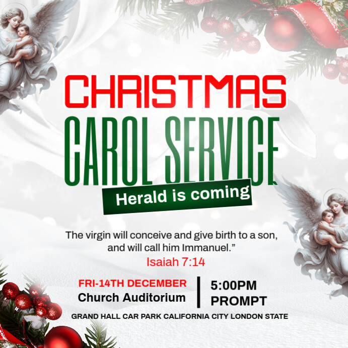 White Maximalist Christmas Carol Invitation Template Design Instagram ...