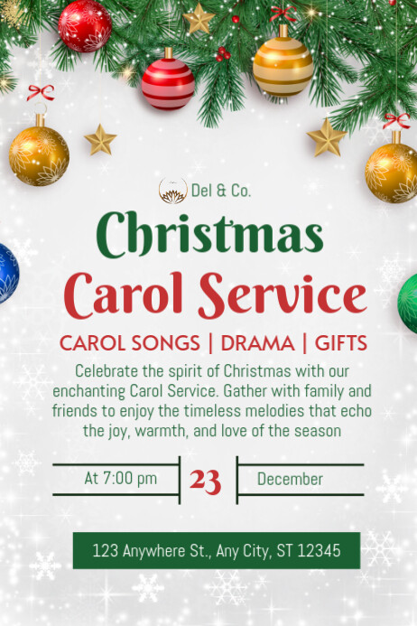 White Maximalist Christmas Carol Poster Template | PosterMyWall